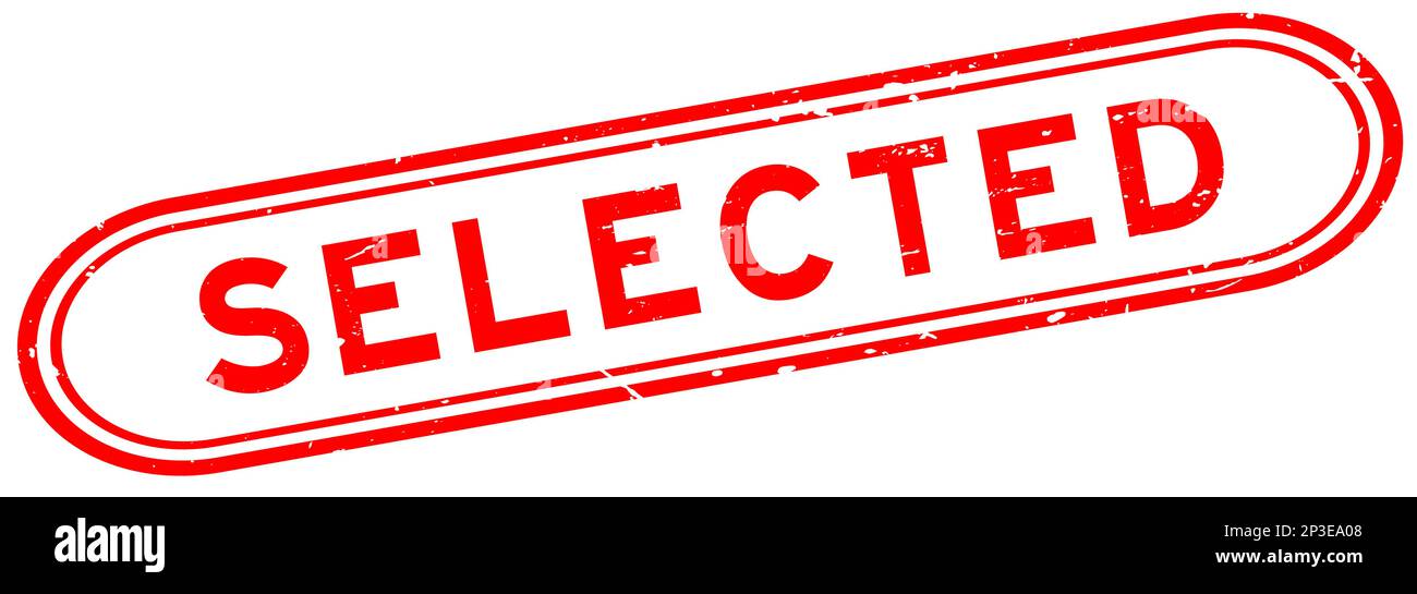 Grunge red selected word rubber seal stamp on white background Stock ...