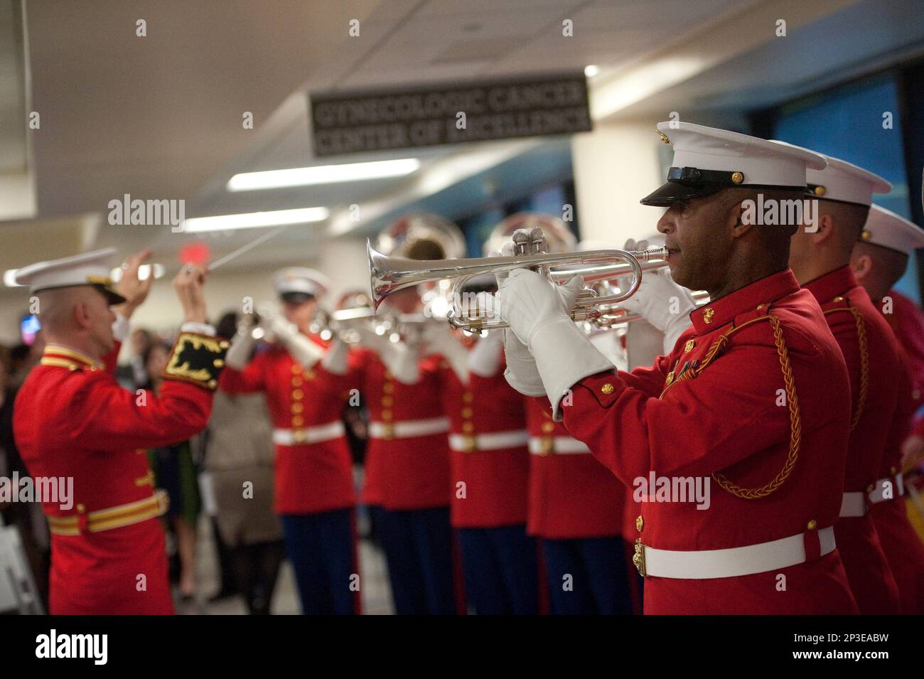 UNITED STATES - DECEMBER 3: The Marine Corps Drum and Bugle Corps plays ...