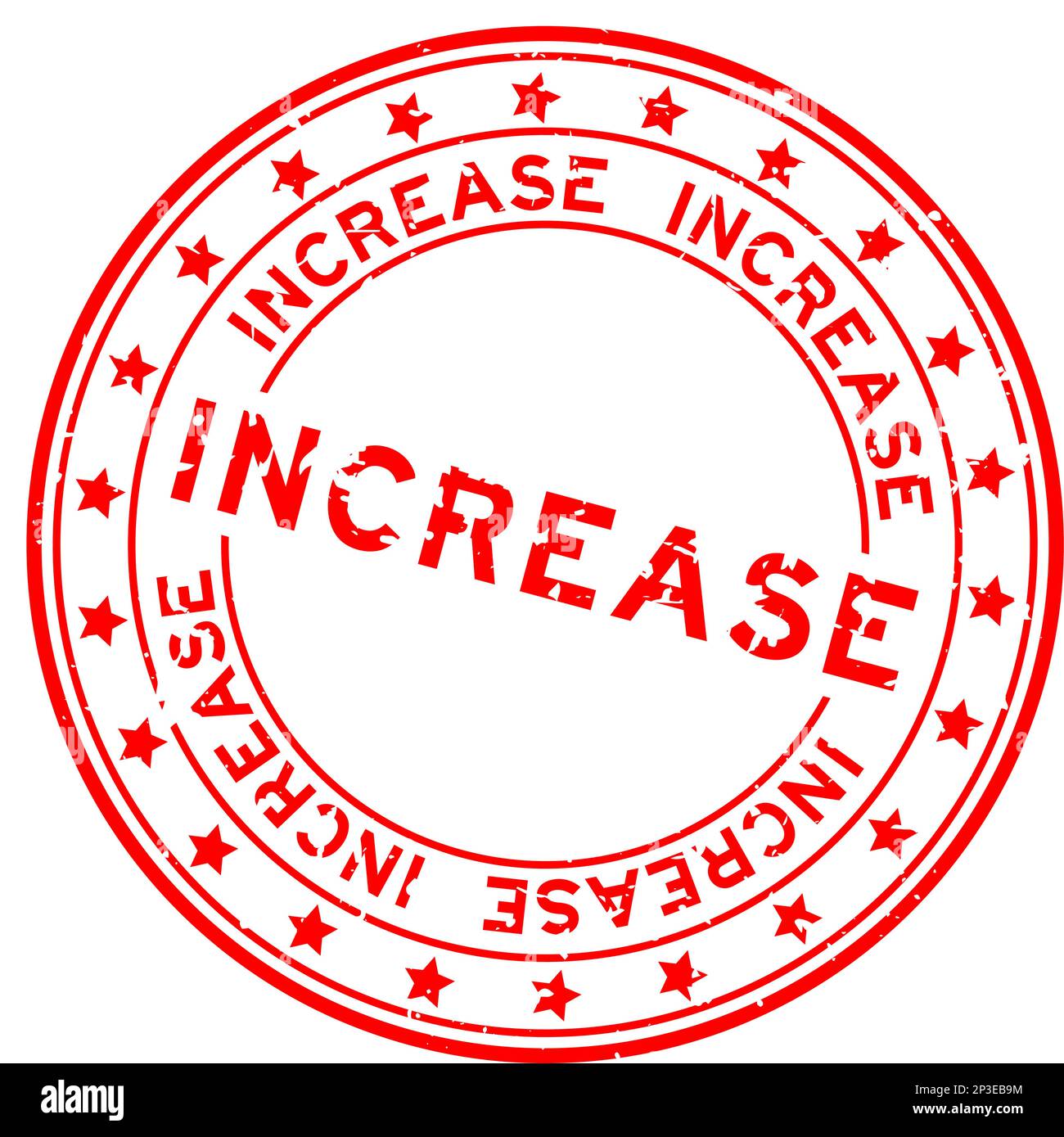 Grunge red increased word round rubber seal stamp on white background ...