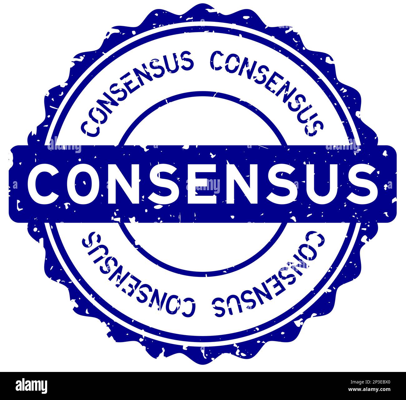 Grunge blue consensus word round rubber seal stamp on white background ...