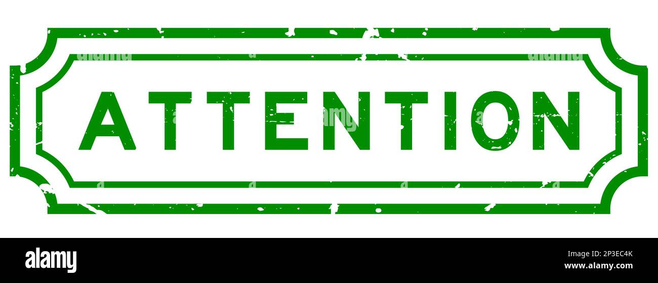 Grunge green attention word rubber seal stamp on white background Stock ...