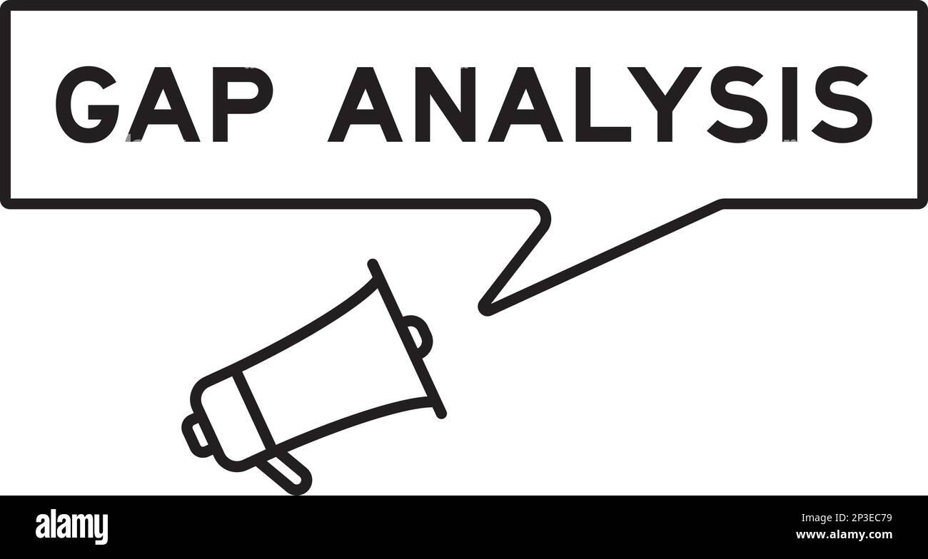 Megaphone icon with speech bubble in word gap analysis on white ...