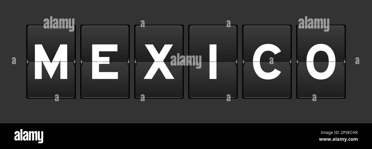 Black color analog flip board with word mexico on gray background Stock ...