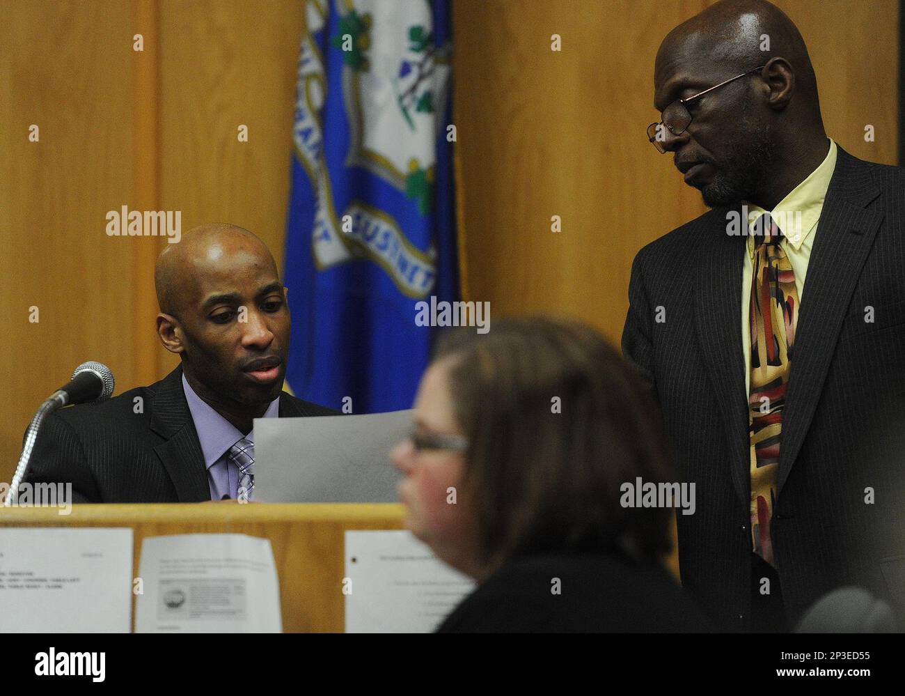 Matthew Pugh, left, is questioned by his attorney Paul Carty as Pugh ...
