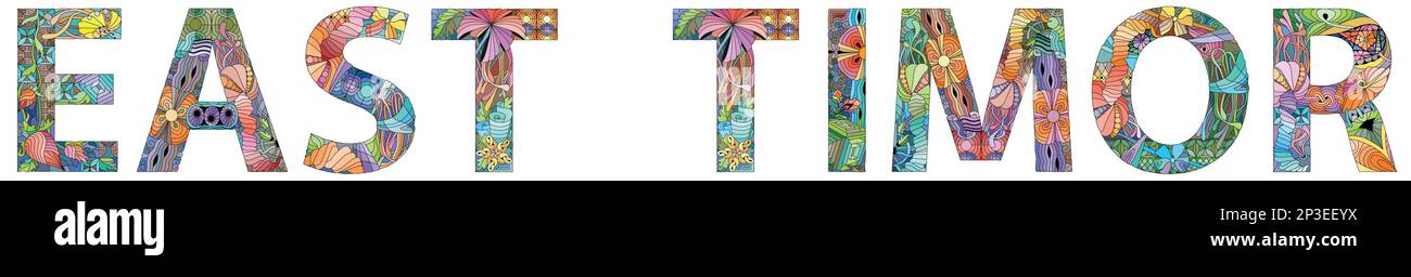 Vector words East Timor. Hand-painted art design. Illustration for t ...