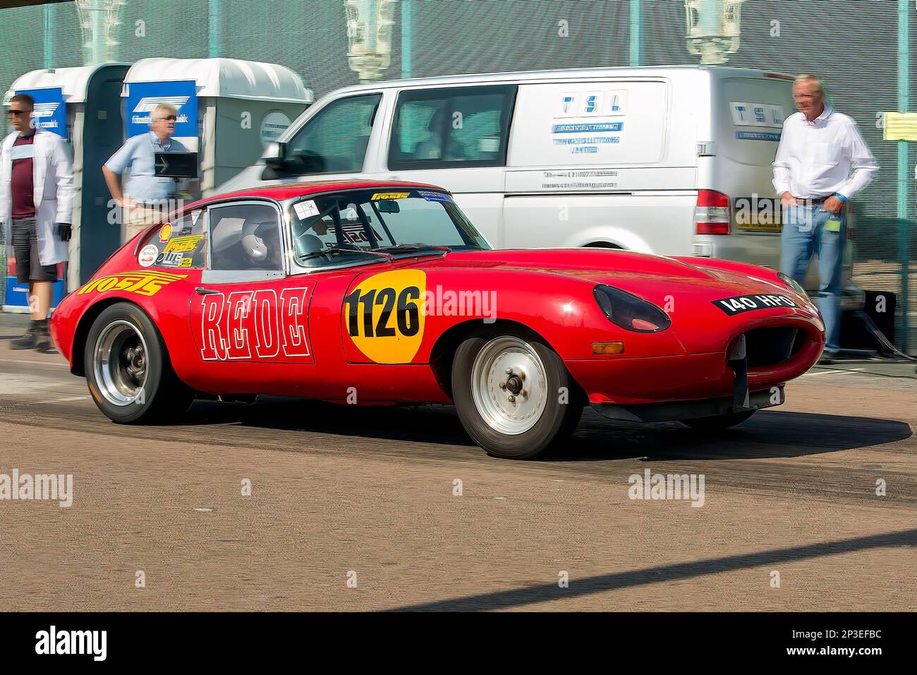 Robert Oram driving a Jaguar E Type aka Jaguar XK-E at The Brighton ...