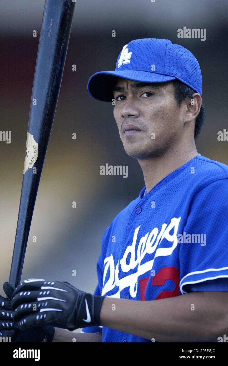 Chin-Feng Chen of the Los Angeles Dodgers before a 2002 MLB season game ...