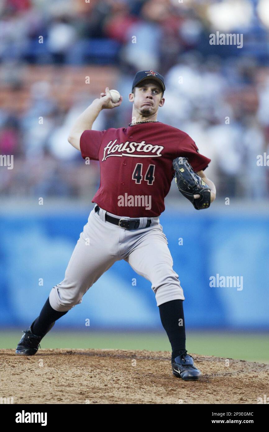 Roy Oswalt of the Houston Astros pitches during a 2002 MLB season game ...