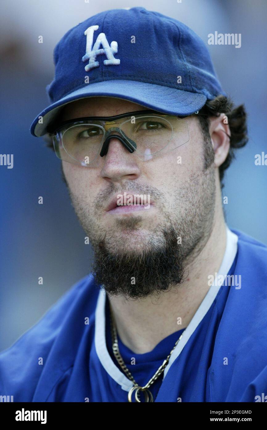 Eric Gange of the Los Angeles Dodgers before a 2002 MLB season game at ...