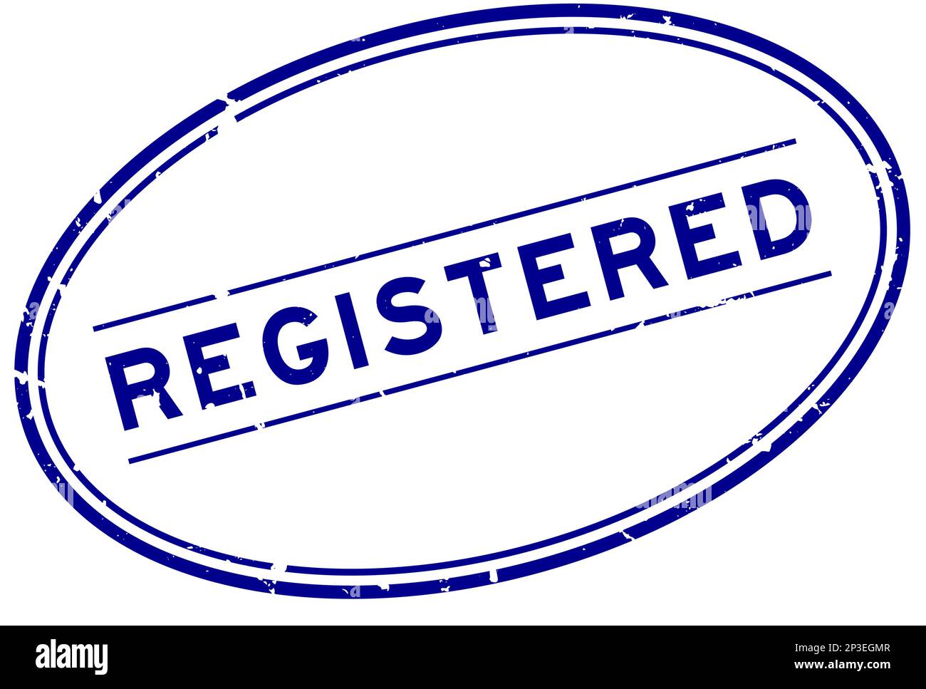 Grunge blue registered word rubber seal stamp on white background Stock ...