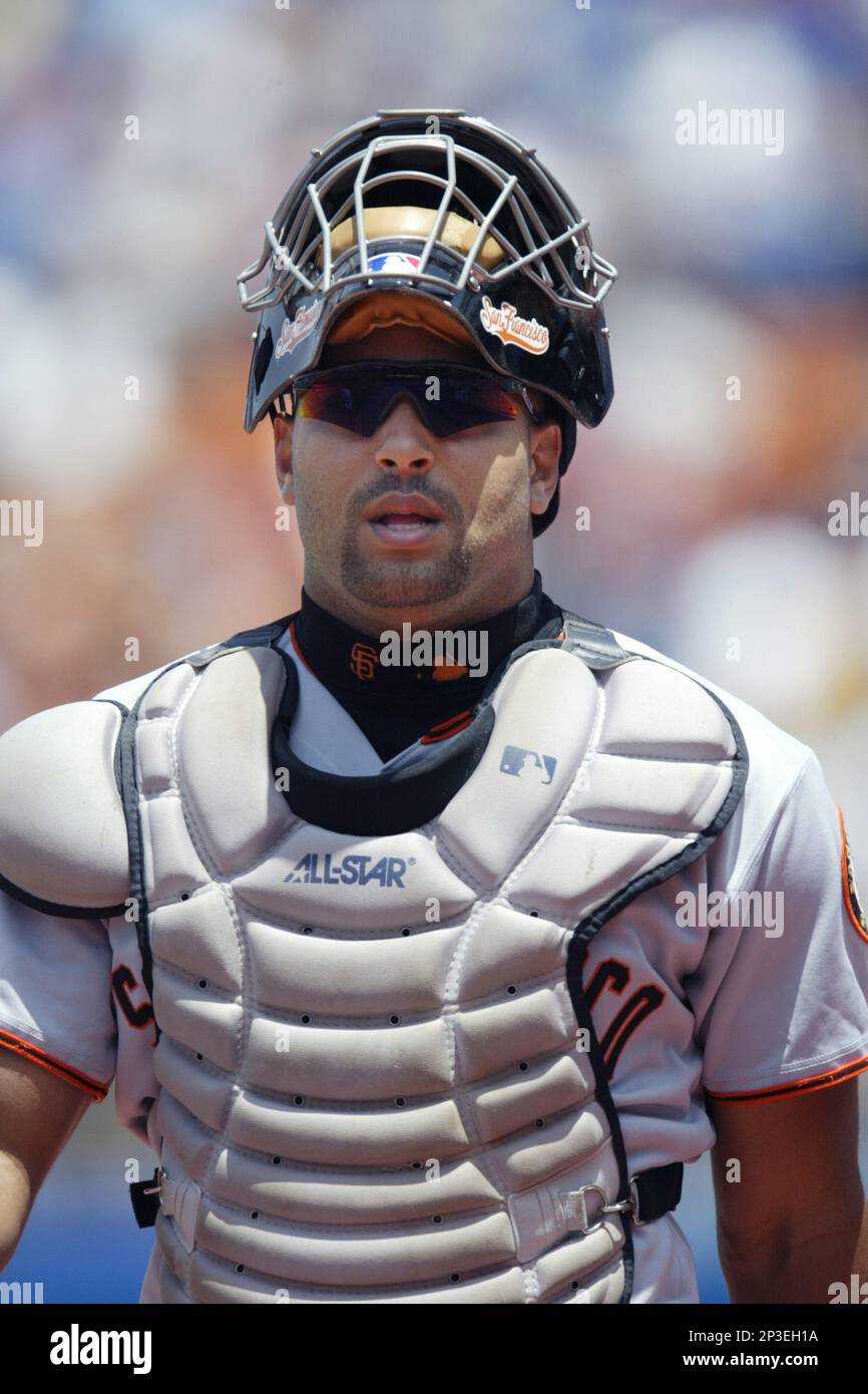 Yorvit Torrealba of the San Francisco Giants during a 2002 MLB season ...