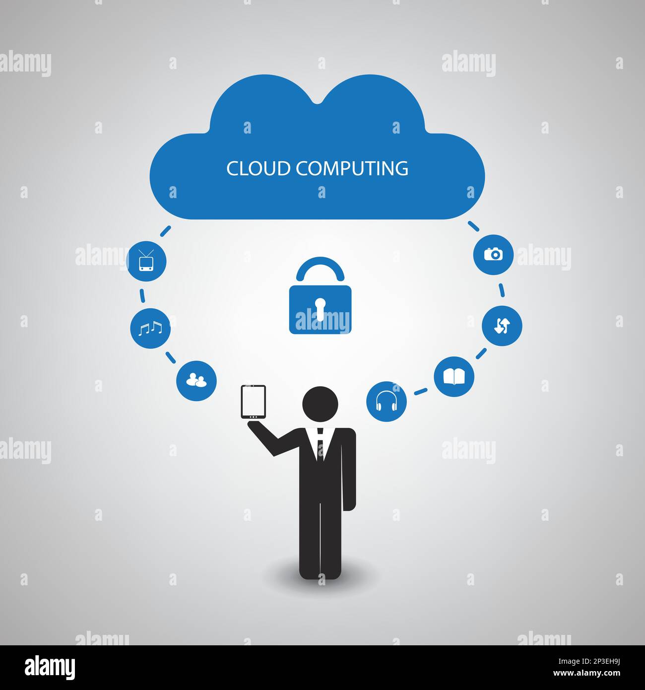 Cloud Computing Concept Design With Icons Safe Synchronizing Stock