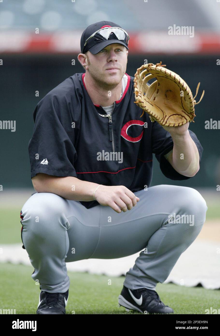 Adam Dunn of the Cincinnati Reds before a 2002 MLB season game against ...