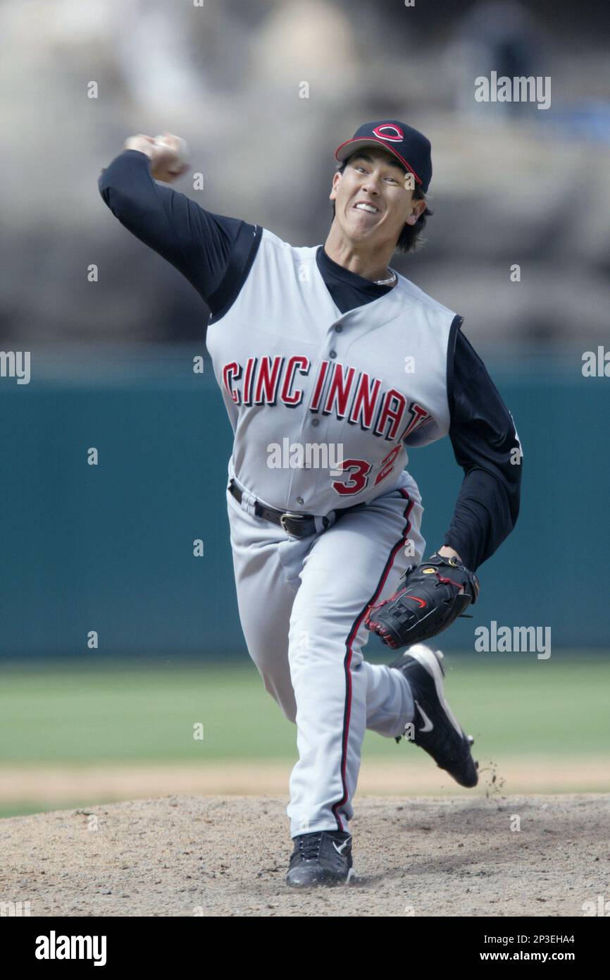 Danny Graves of the Cincinnati Reds pitches during a 2002 MLB season ...