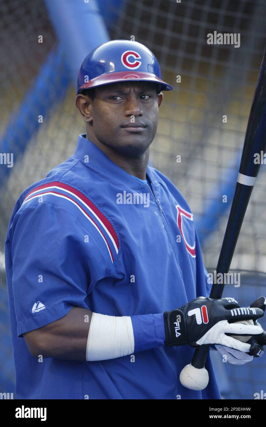 Sammy Sosa of the Chicago Cubs before a 2002 MLB season game against ...