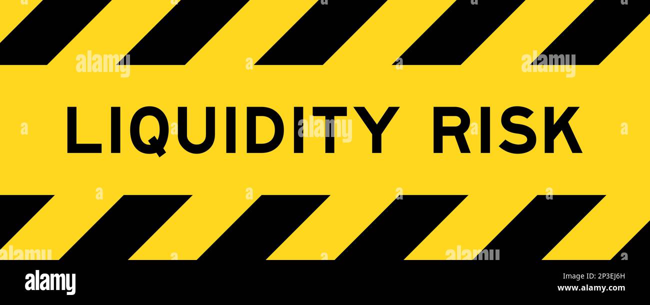 Yellow and black color with line striped label banner with word ...