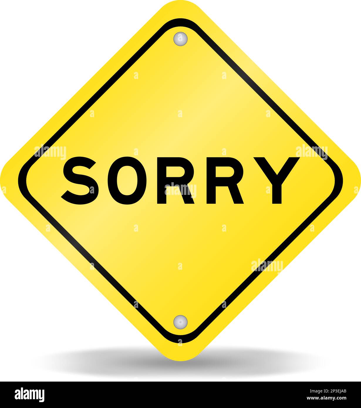 Yellow color transportation sign with word sorry on white background ...
