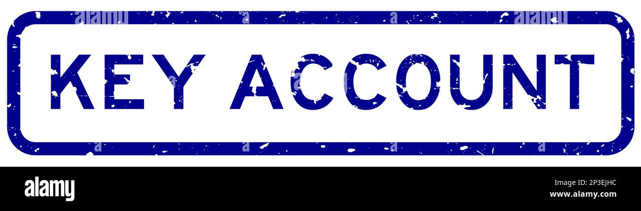 Grunge blue key account word square rubber seal stamp on white ...