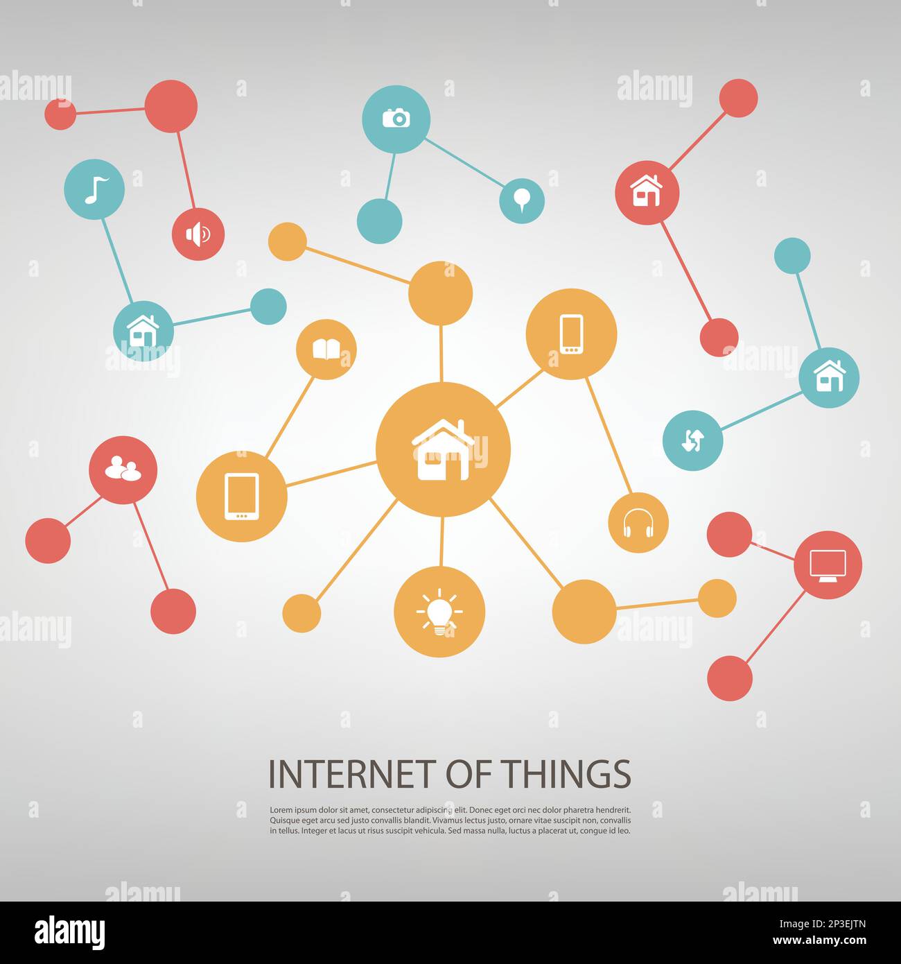 Colorful Network Design Concept With Icons - Internet Of Things Stock ...