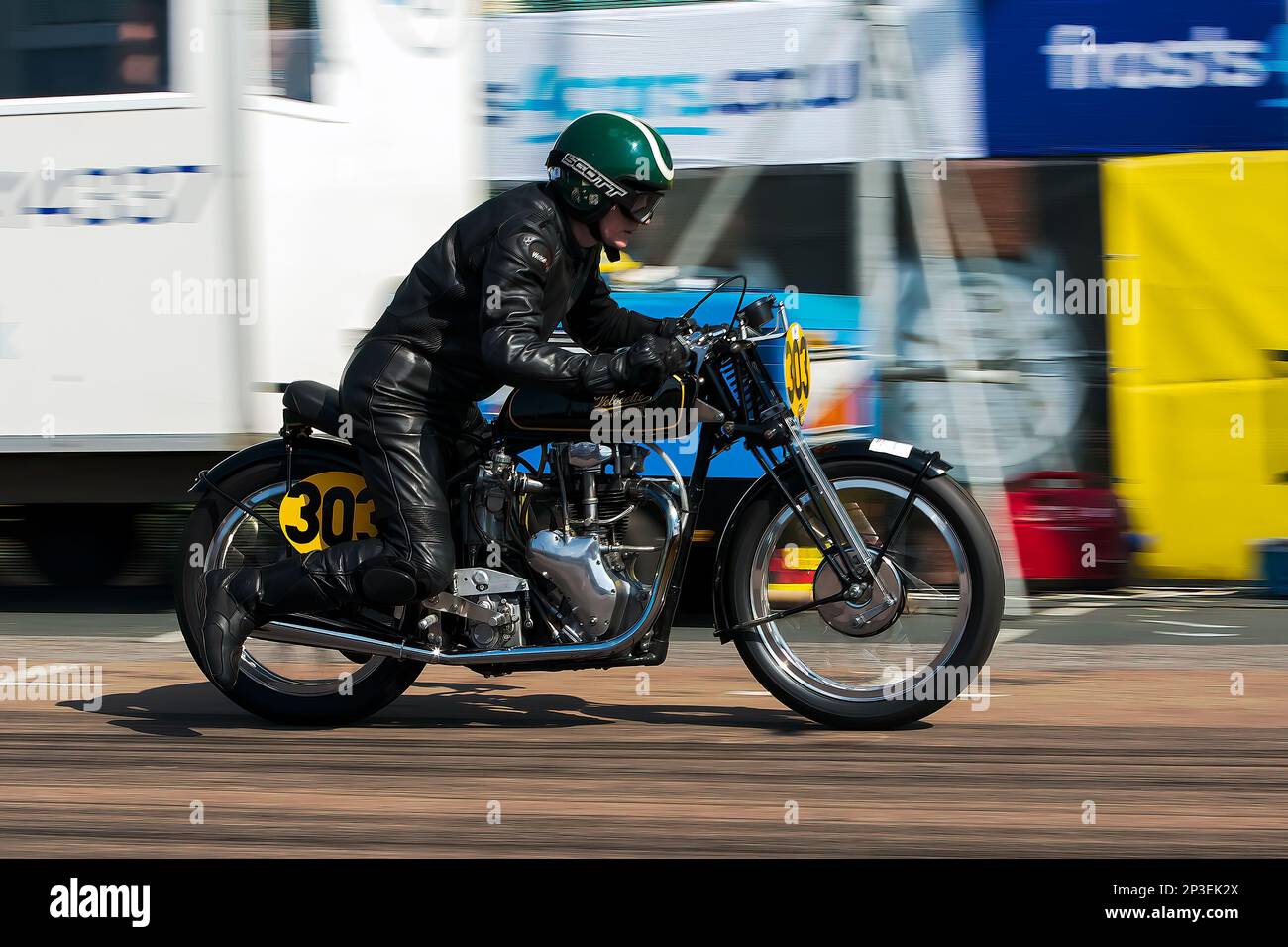 John Bottomley riding a Velocette MOV/MAC at The Brighton National ...