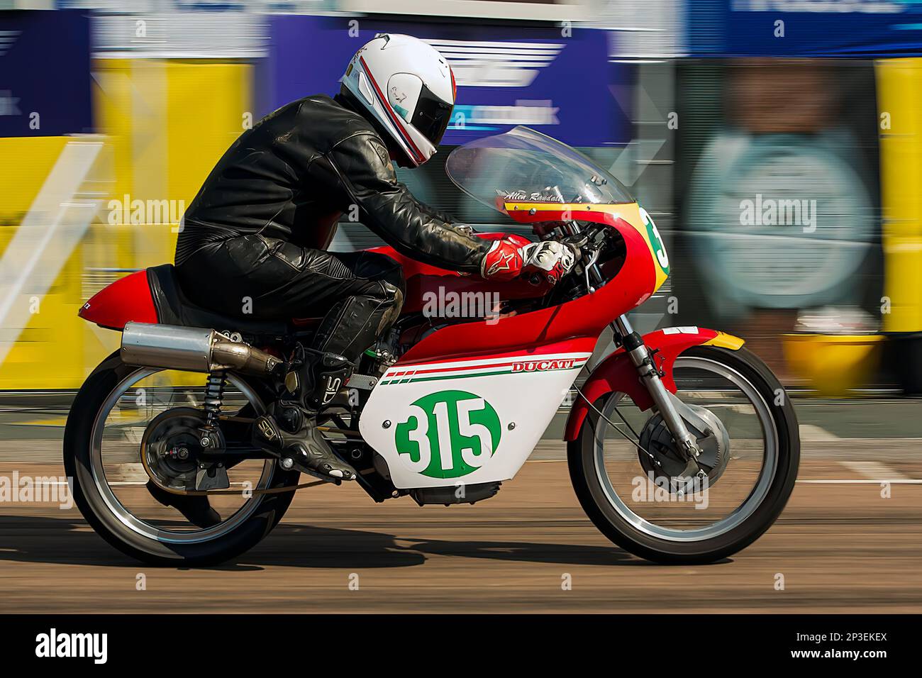 Alan Randall riding a Ducati MK3 at The Brighton National Speed Trials ...