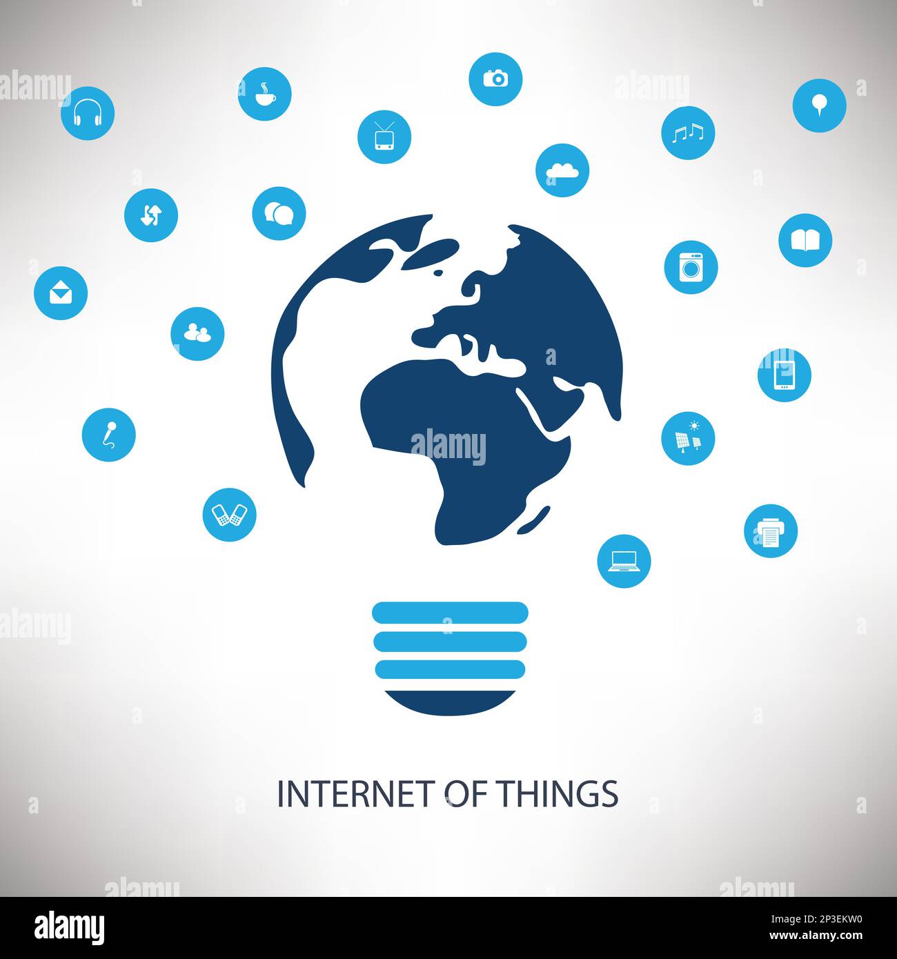 White And Blue Networking Concept Design With Earth Globe, Light Bulb ...