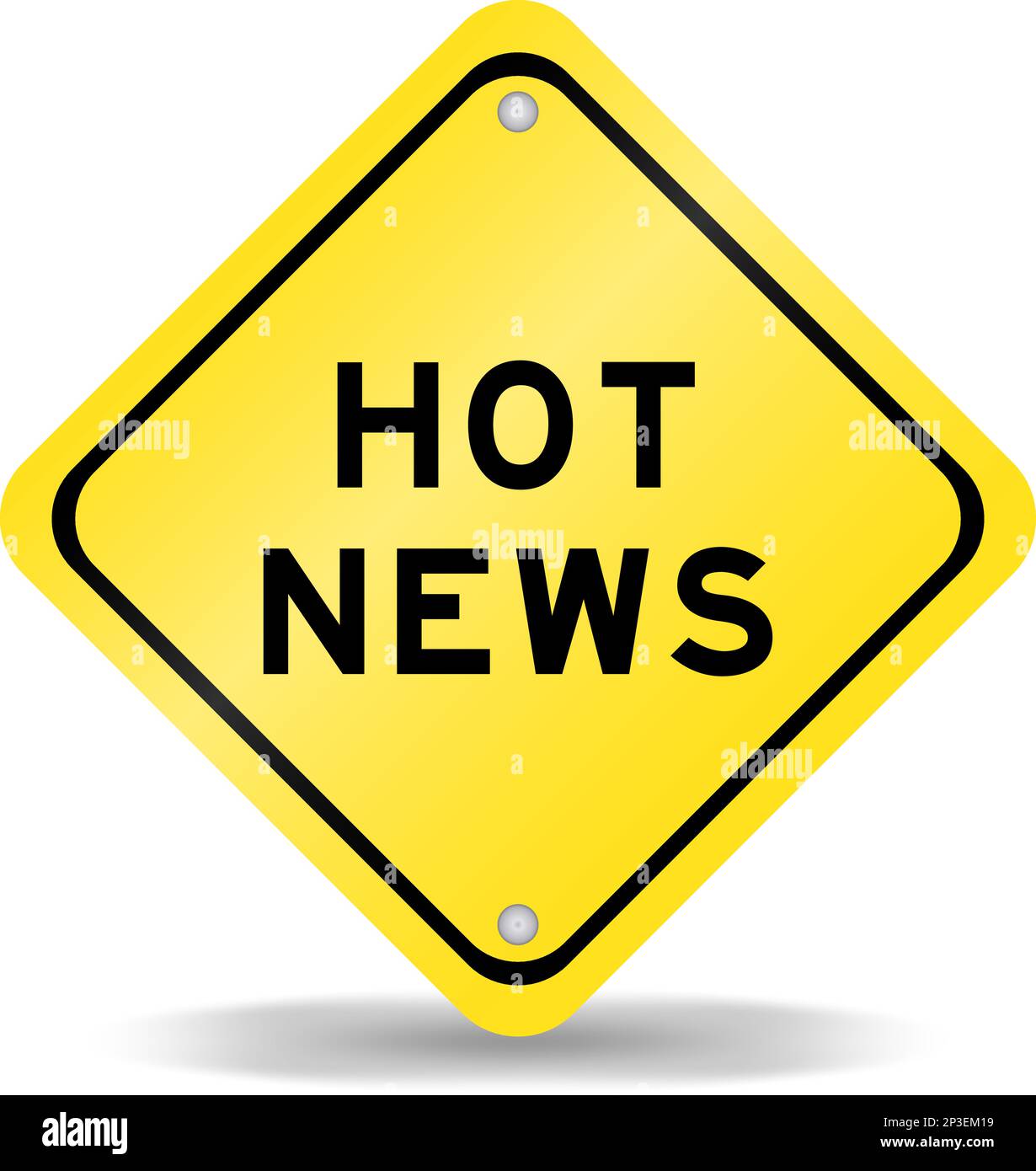 Yellow color transportation sign with word hot news on white background ...