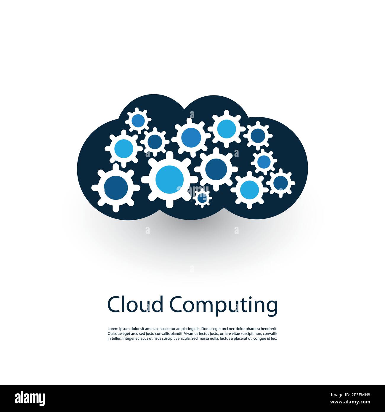 Cloud Computing and Networks Concept, Technology Company Design with Gears Inside Stock Vector ...