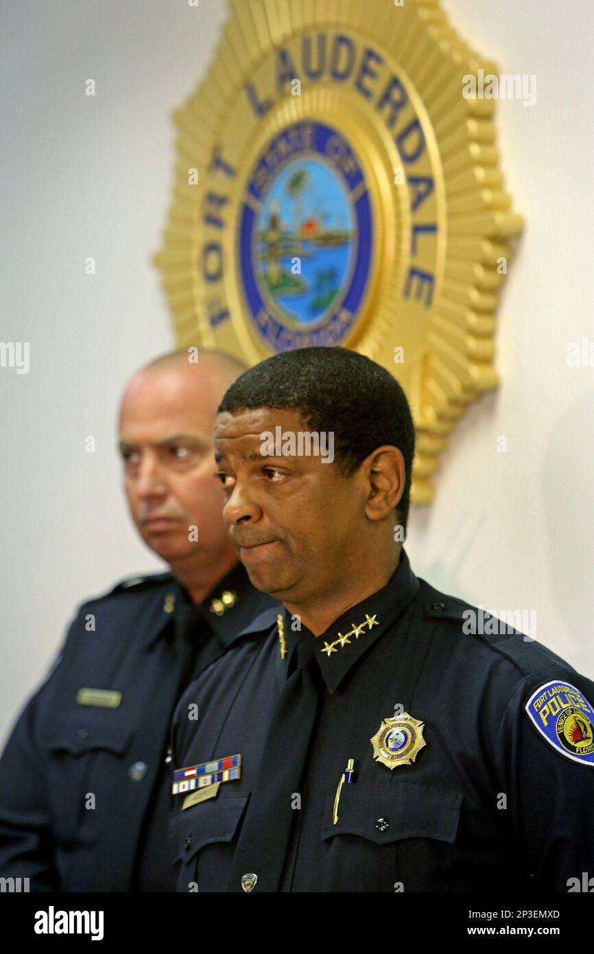Fort Lauderdale Police Chief Frank Adderly addresses the media about a ...