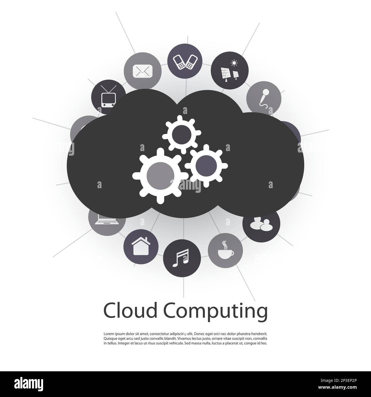 Cloud Computing Concept, Cloud Shaped Design with Cogwheels Inside ...
