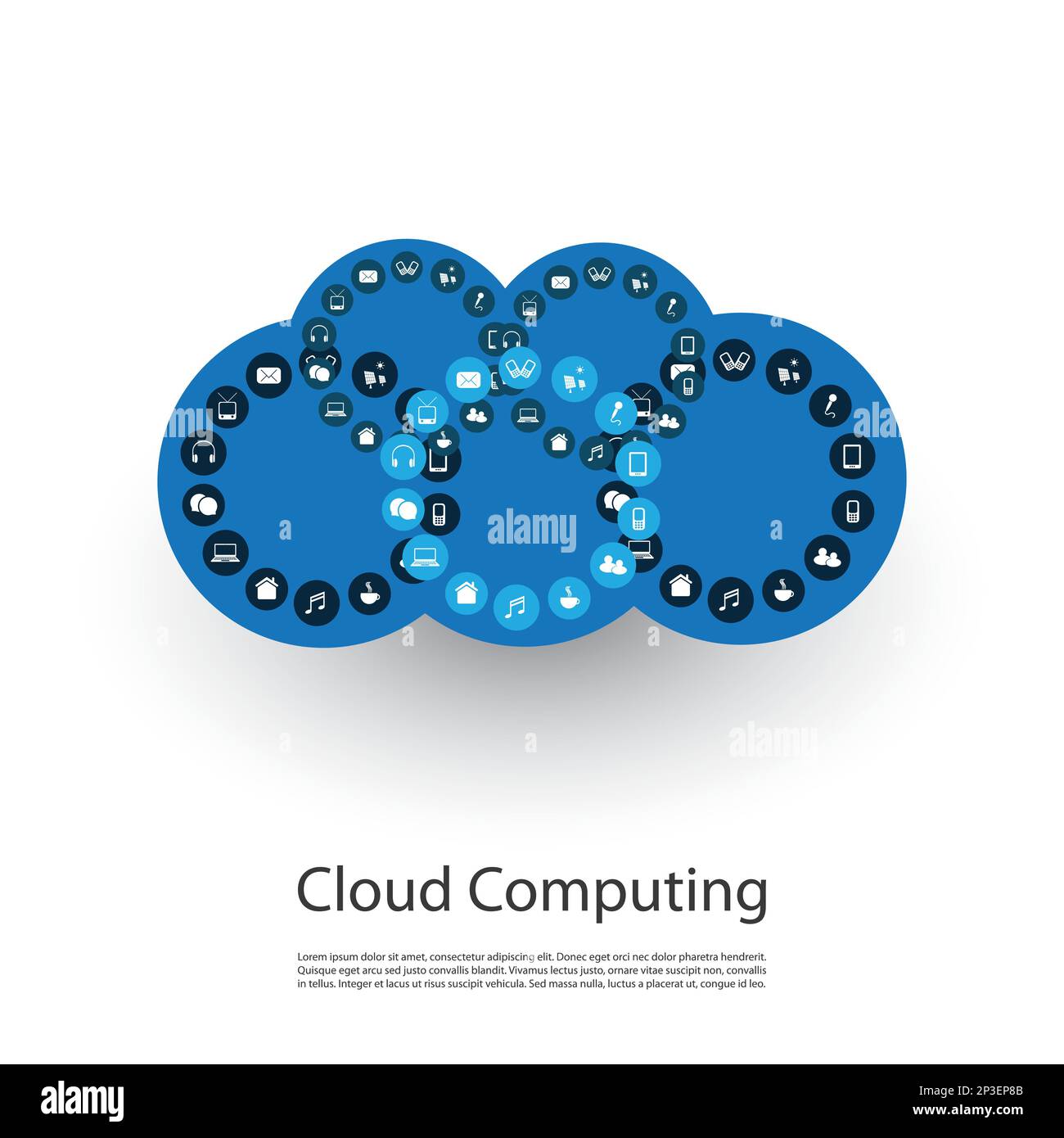 Blue Networks, IoT and Cloud Computing Concept Design with Icons Stock ...