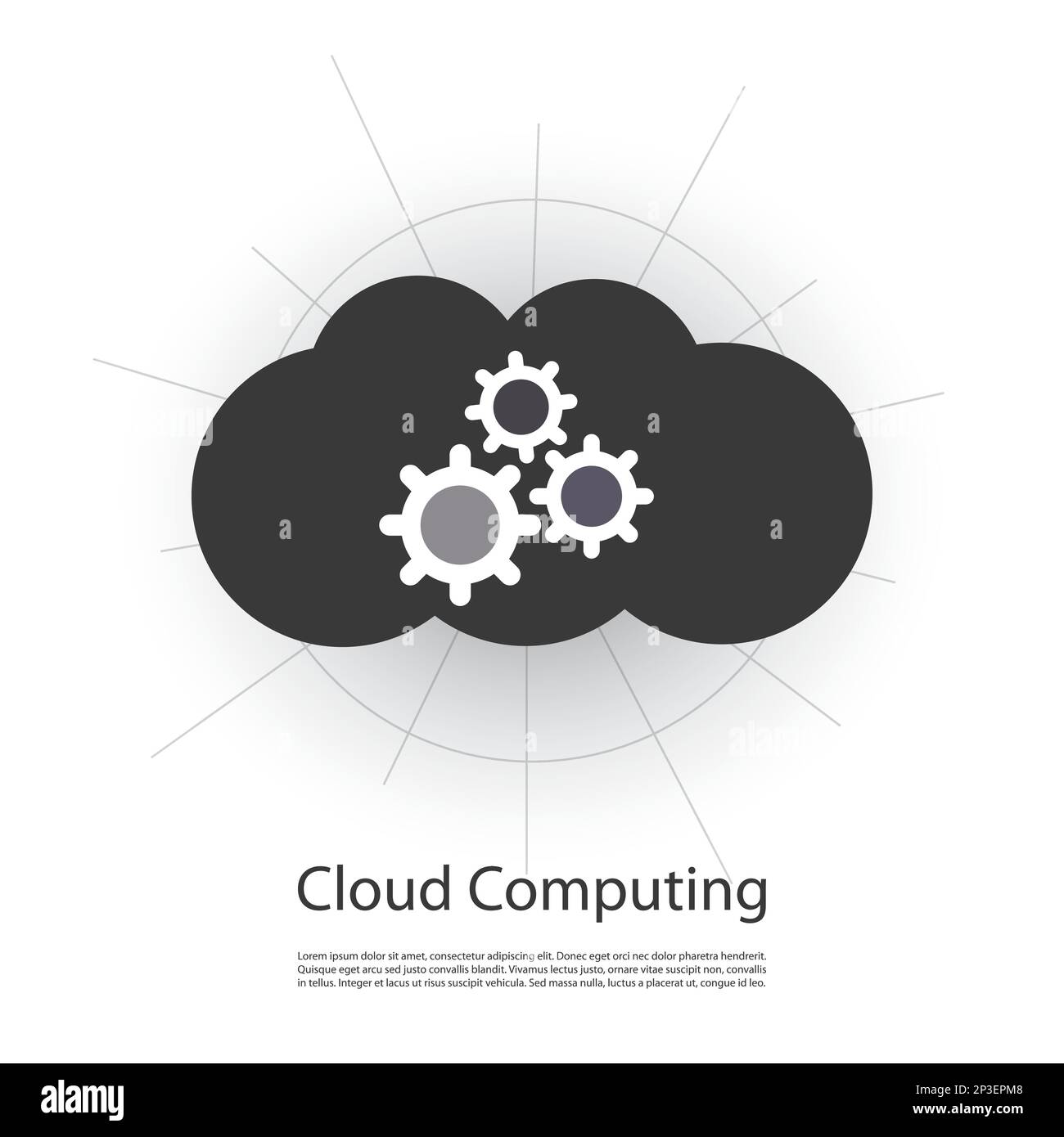 Cloud Computing Concept, Cloud Shaped icon Design with Cogwheels Inside ...
