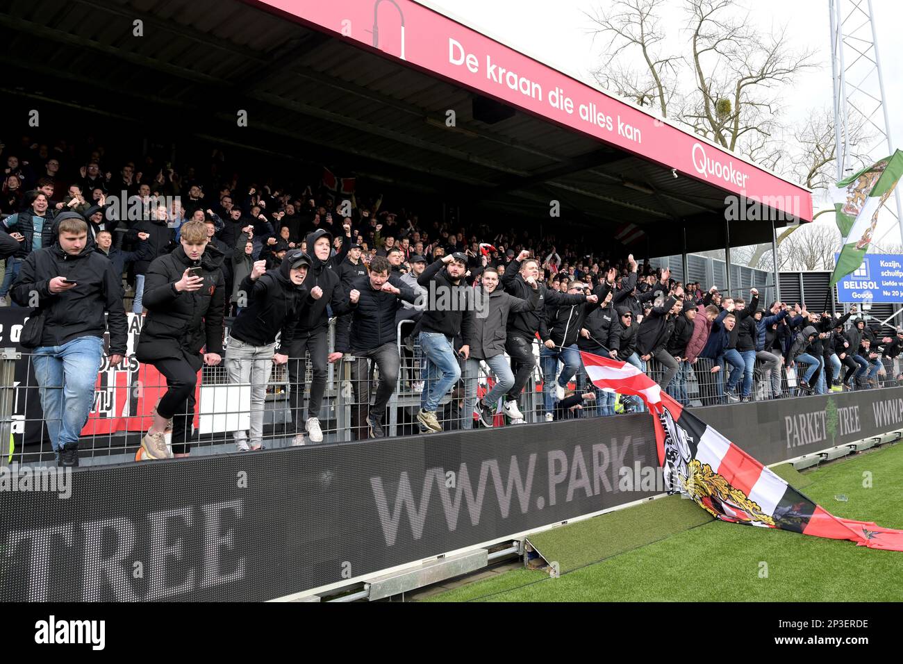 ROTTERDAM - Sparta Rotterdam supporters after the Dutch premier league ...