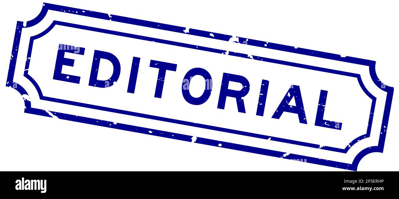 Grunge blue editorial word rubber seal stamp on white background Stock ...