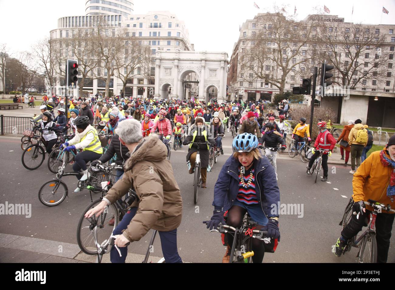 London, UK. 05/Mar/2023 Women’s Freedom Cycle Ride Hundreds of women ...