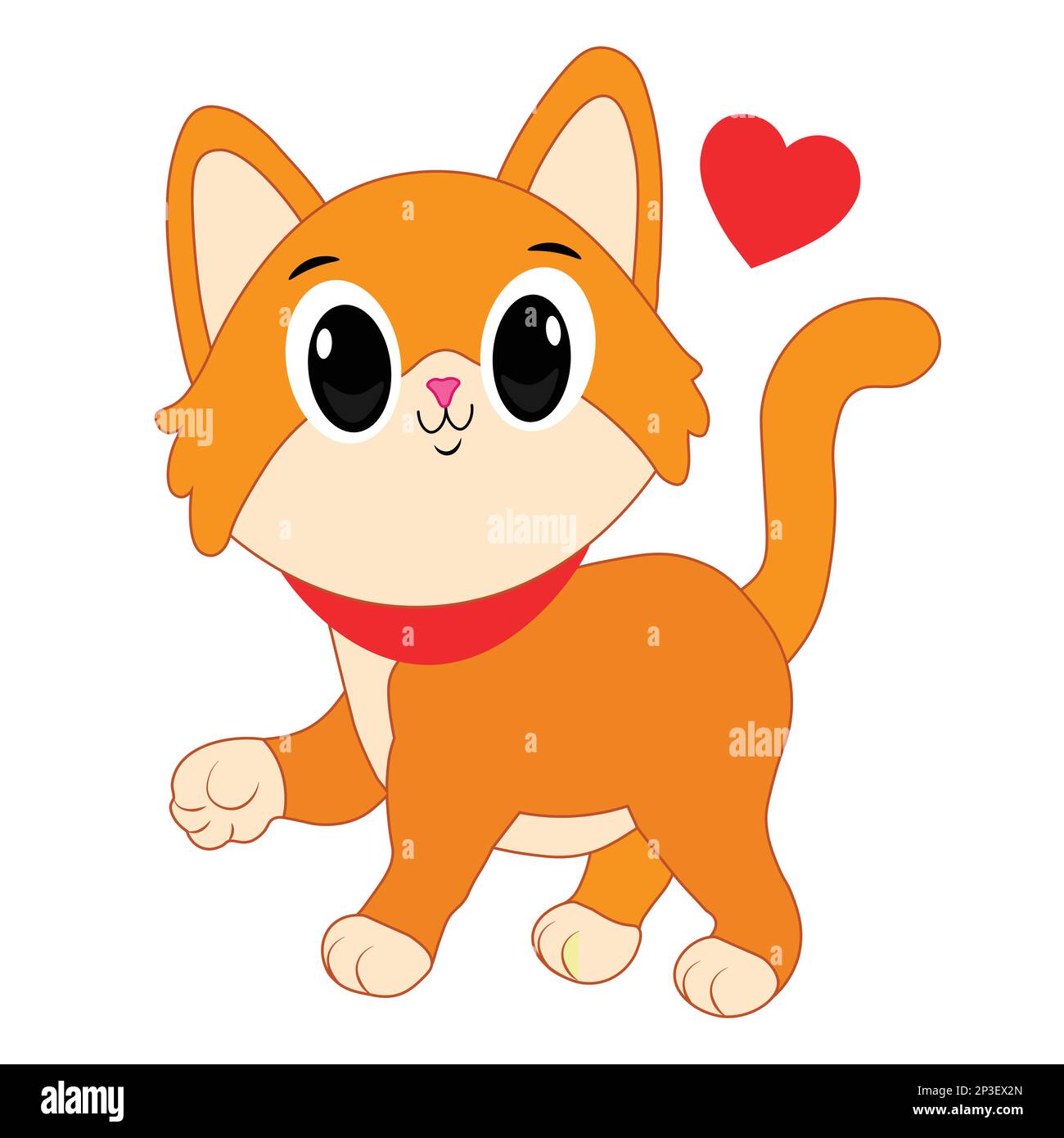 Cute cat cartoon orange brown in colour.Graphic element for kids ...