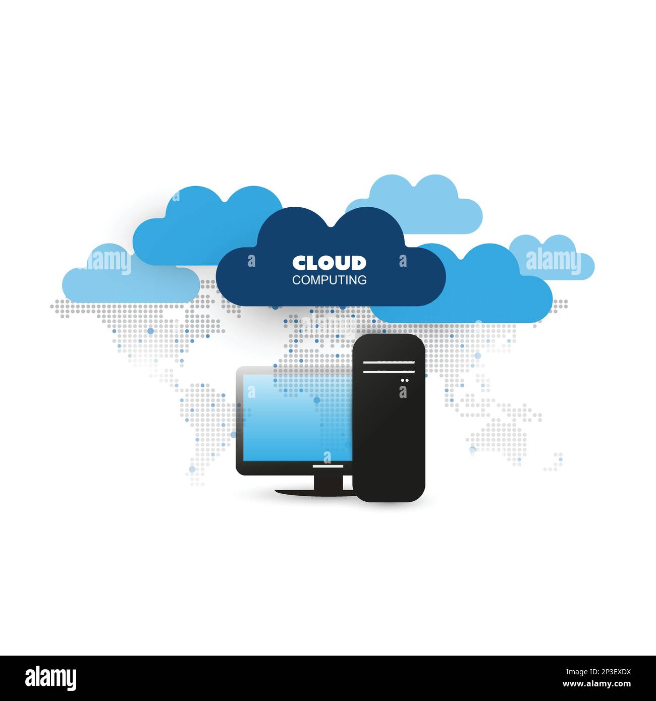 Cloud Computing Design Concept - Digital Network Communication, Technology Background Stock ...