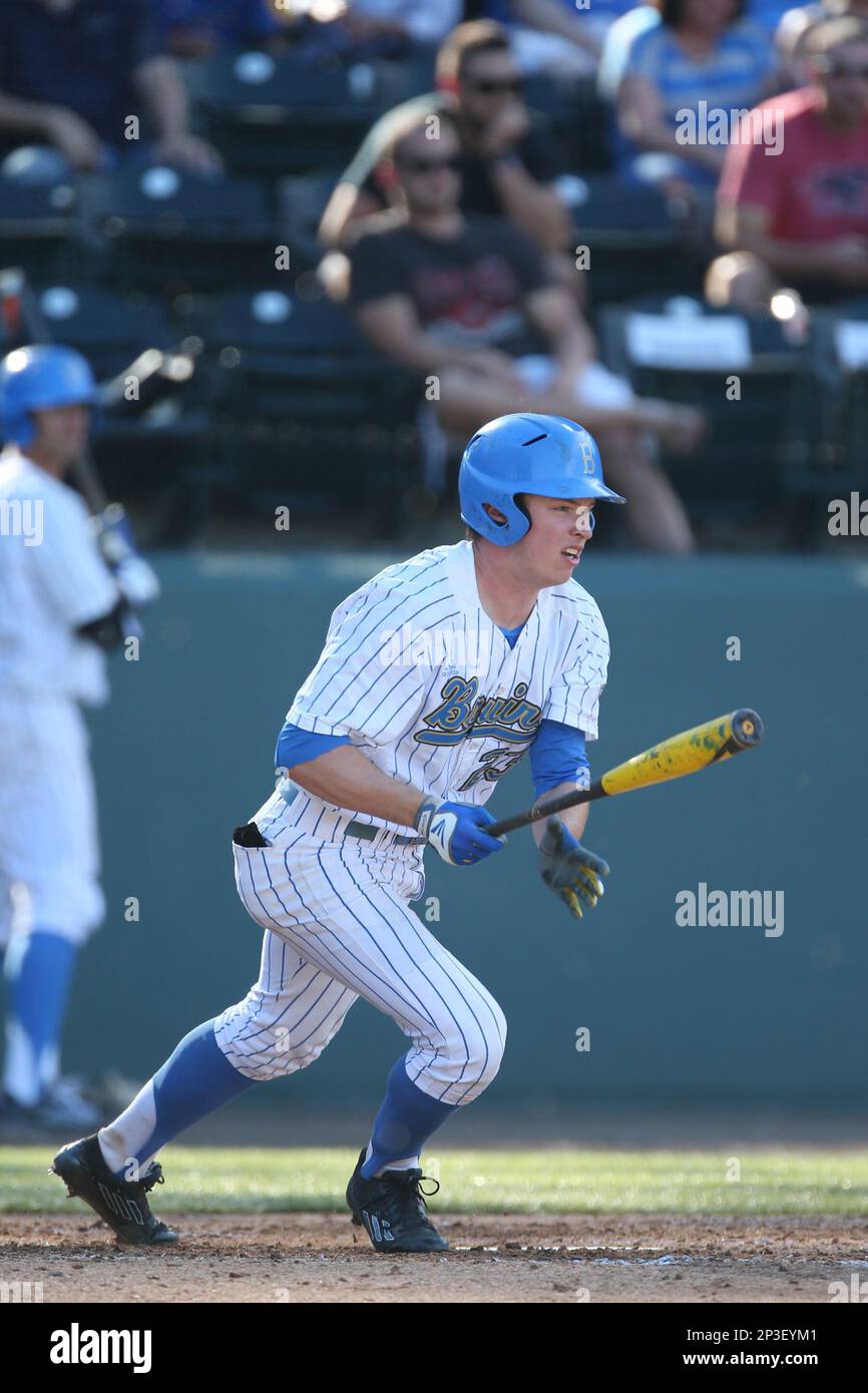 Brett Stephens (23) of the UCLA Bruins bats during a game against the Hofstra Pride at Jackie ...