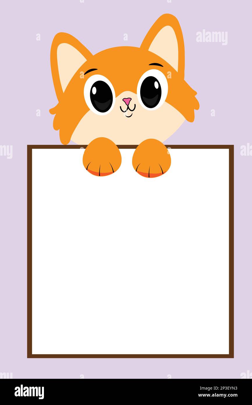 Vector cute orange cat holding blank text board cartoon Stock Vector ...