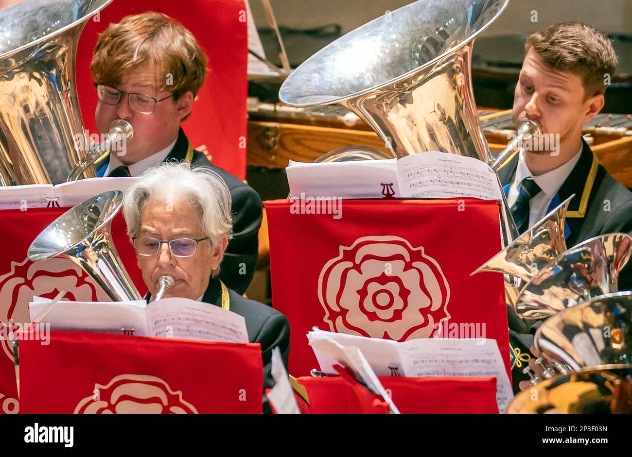 Musicians perform during the 2023 Yorkshire Brass Band Championships at ...