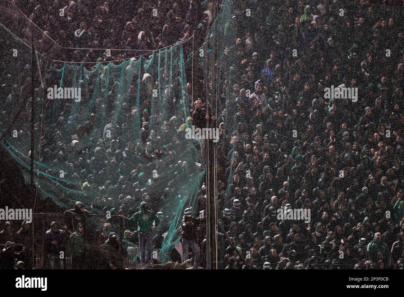 Panathinaikos' fans watch their team competing against Olympiakos ...
