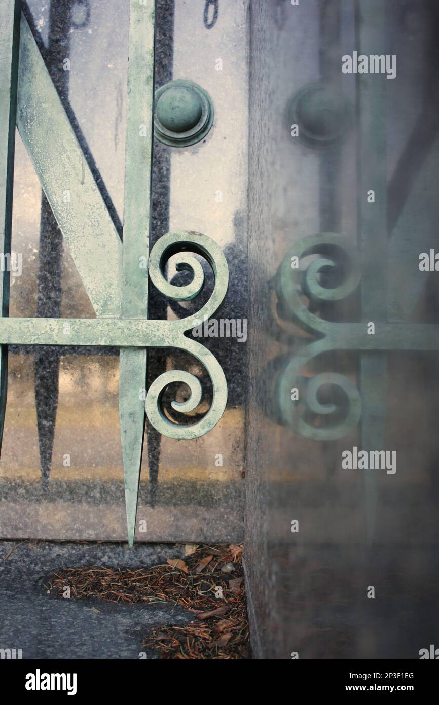 A decorative copper metal fence with fine craftsmanship Stock Photo - Alamy