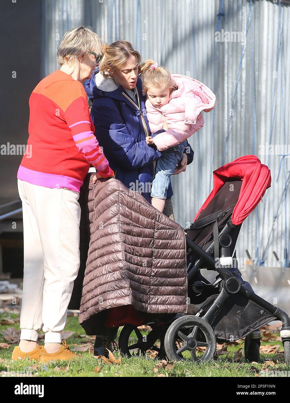Eva Riccobono at the rides in Parco Sempione with her children Leo and ...