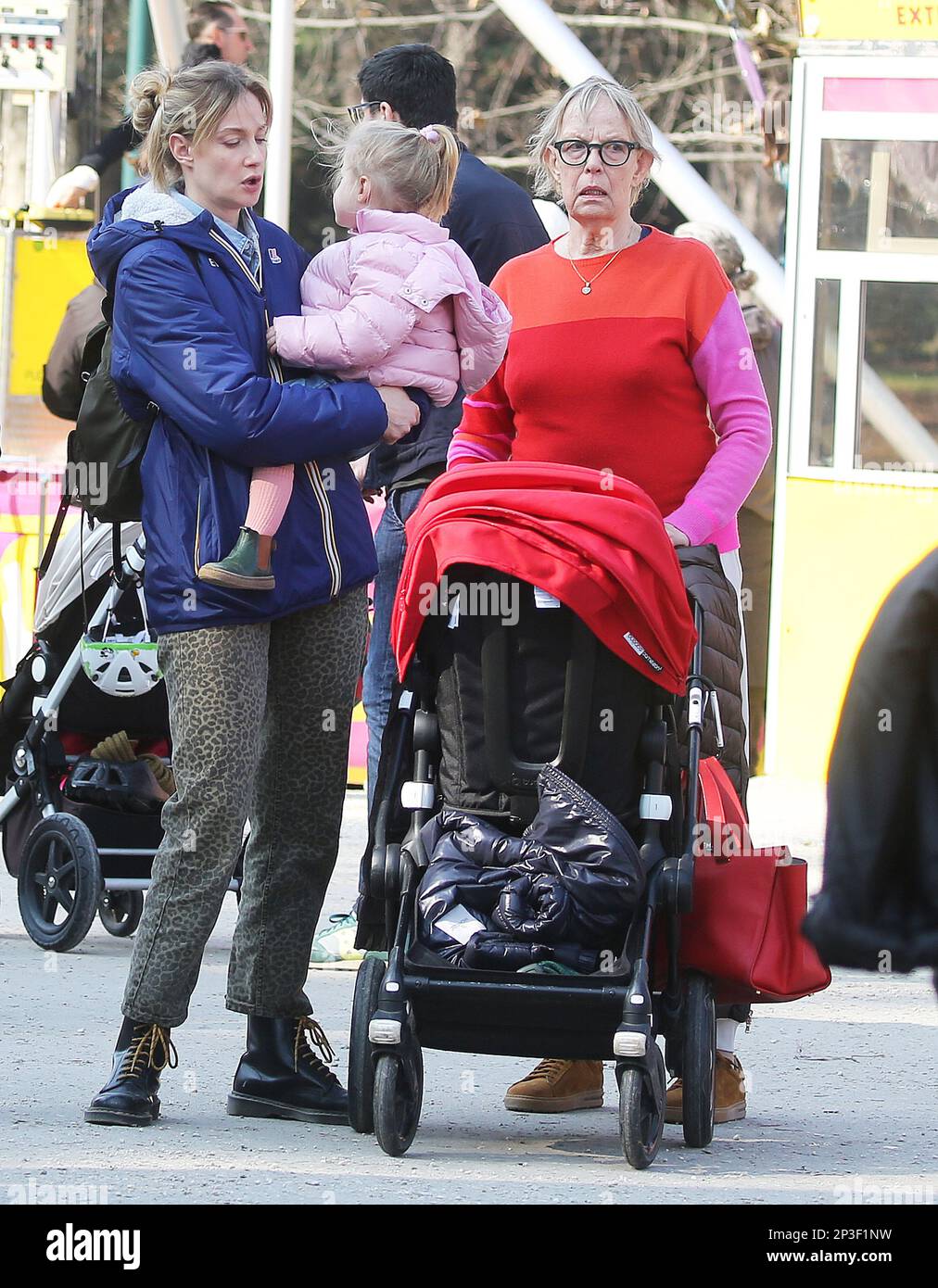 Eva Riccobono at the rides in Parco Sempione with her children Leo and ...