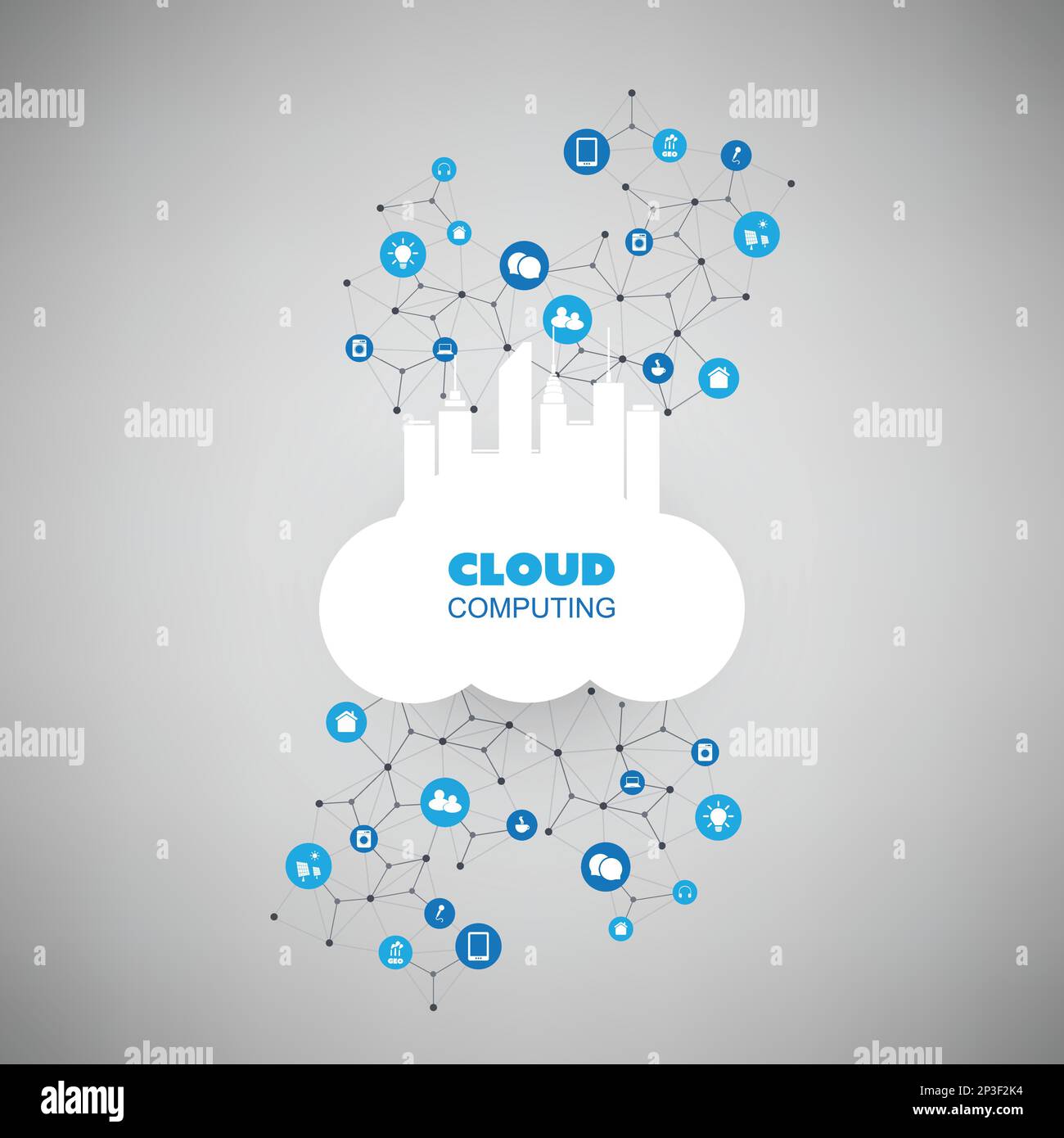 Cloud Computing Design Concept With Icons Digital Network Communication Smart City