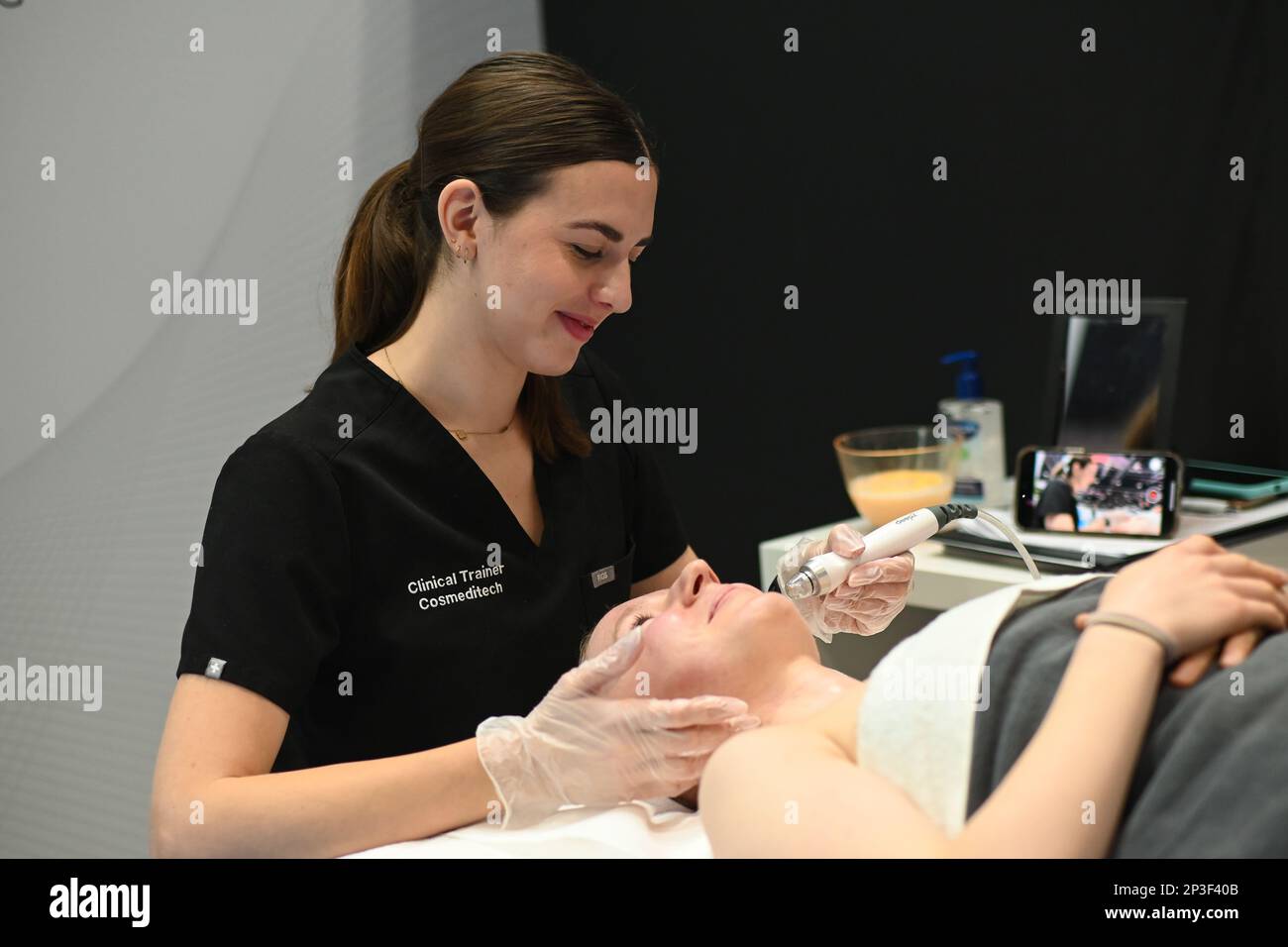 5th March 2023. London, UK. Cosmeditech stall at the Professional ...