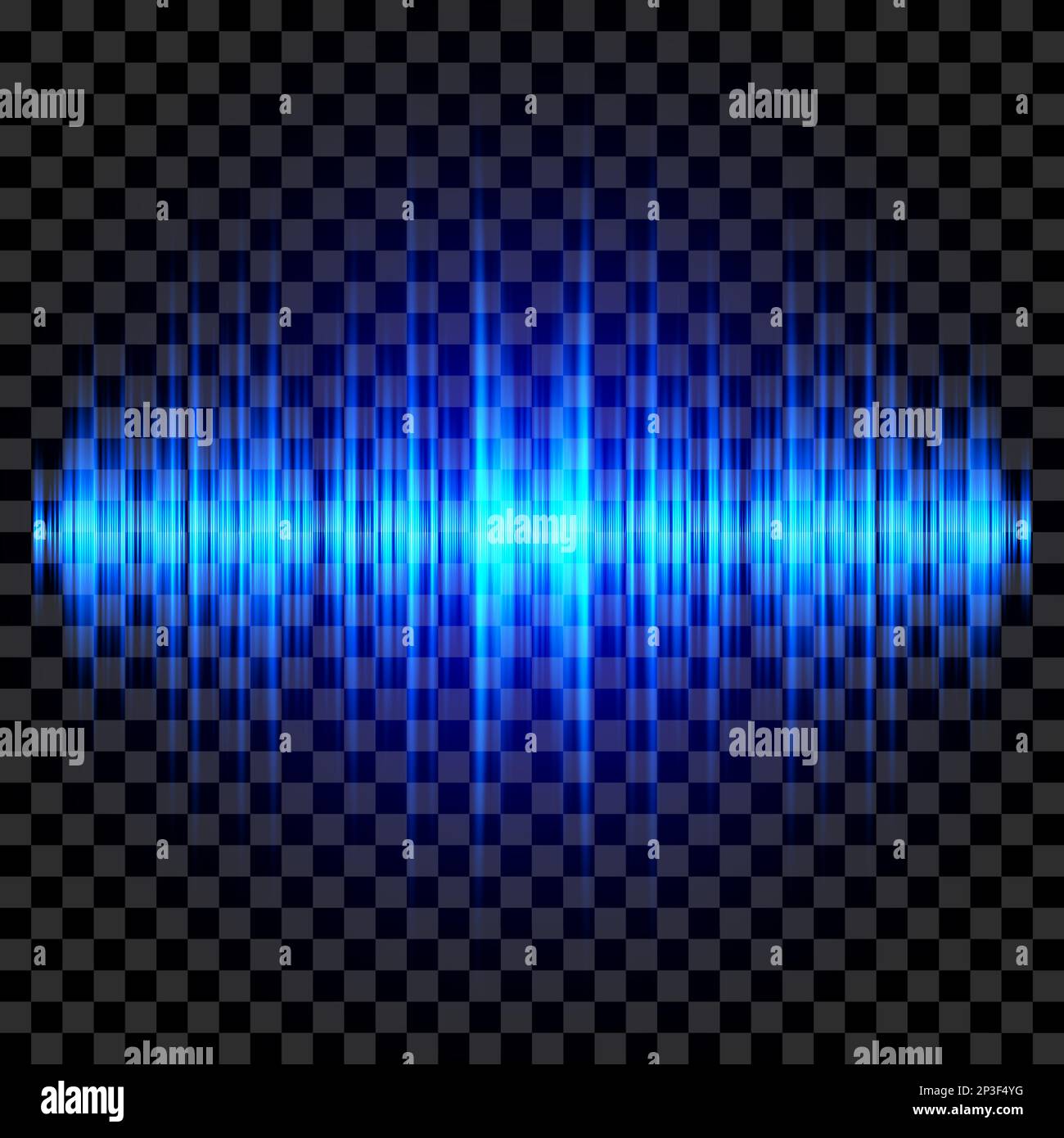 Oscillating blue sound wave. Vector audio light effect. Glowing ...