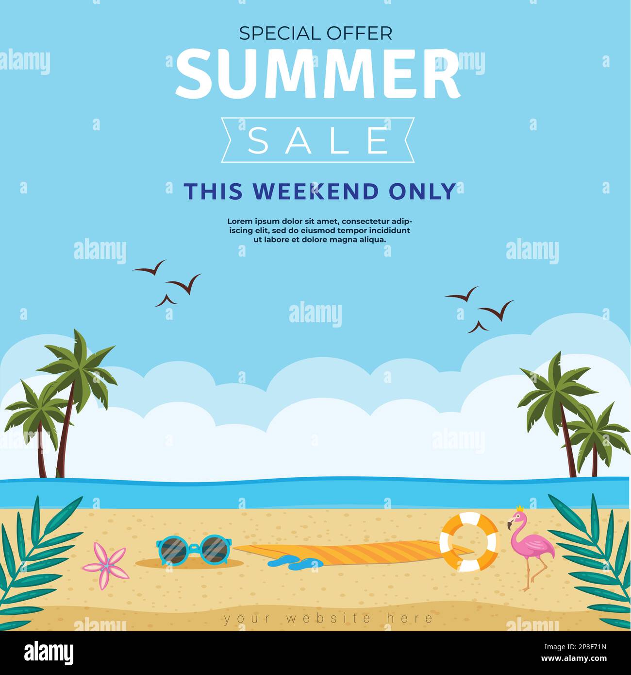 Summer background banners horizontal design illustration Stock Vector ...