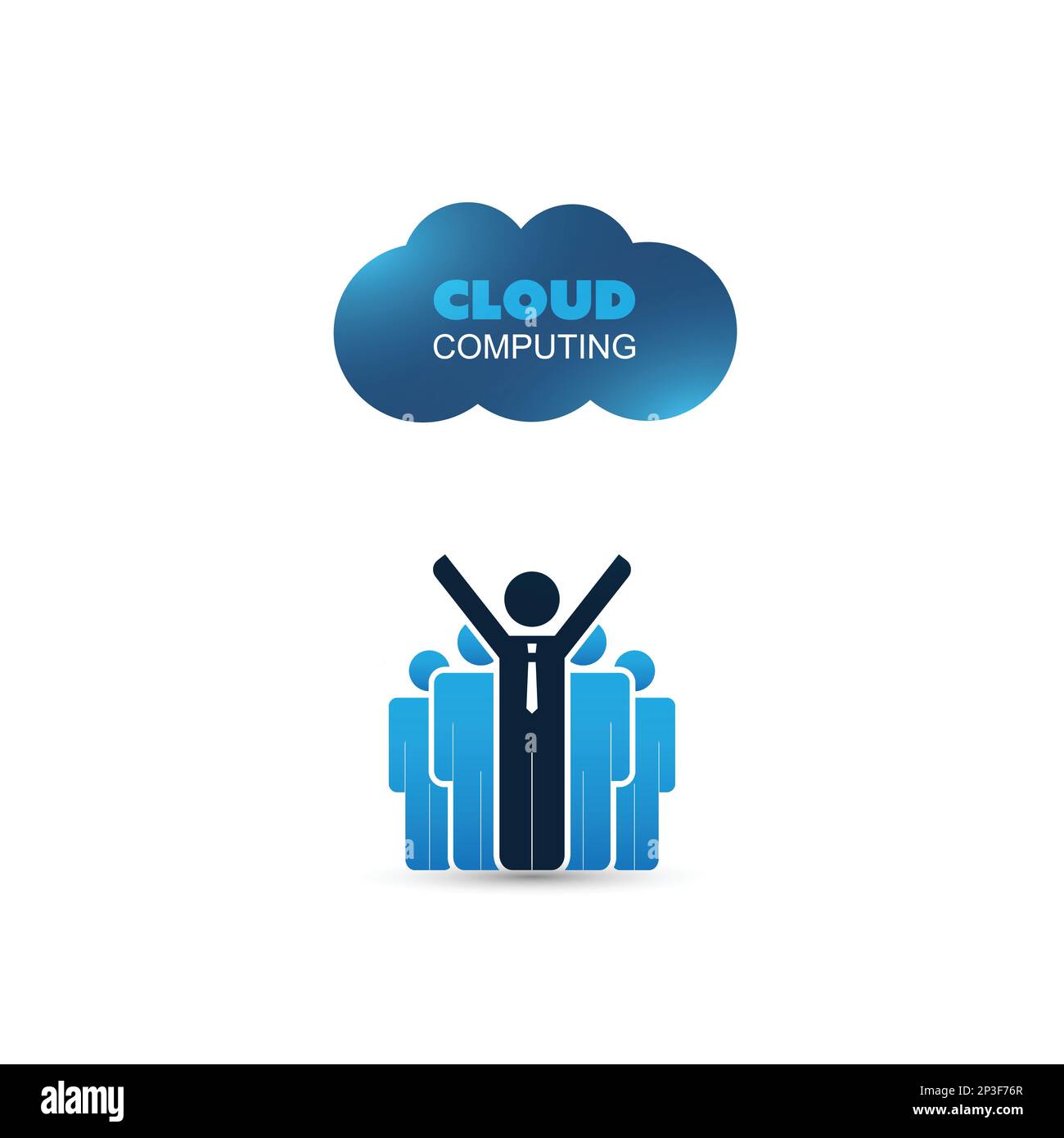 Cloud Computing Design Concept with Standing Happy Business Men and Icons Stock Vector Image ...