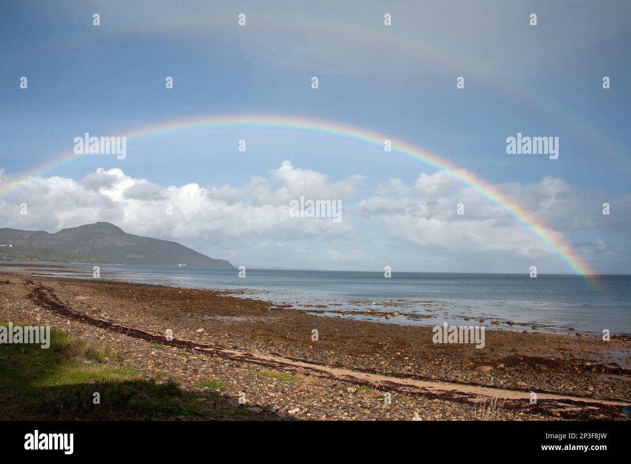 Rainbow framing Holy Island viewed from Whiting Bay The Isle of Arran ...